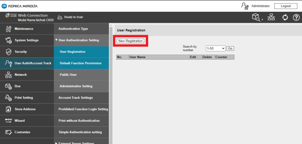 How to enable User Authentication on the machine - Konica Minolta+ Assist