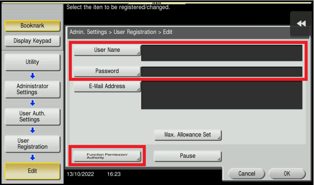 How to enable User Authentication on the machine - Konica Minolta+ Assist