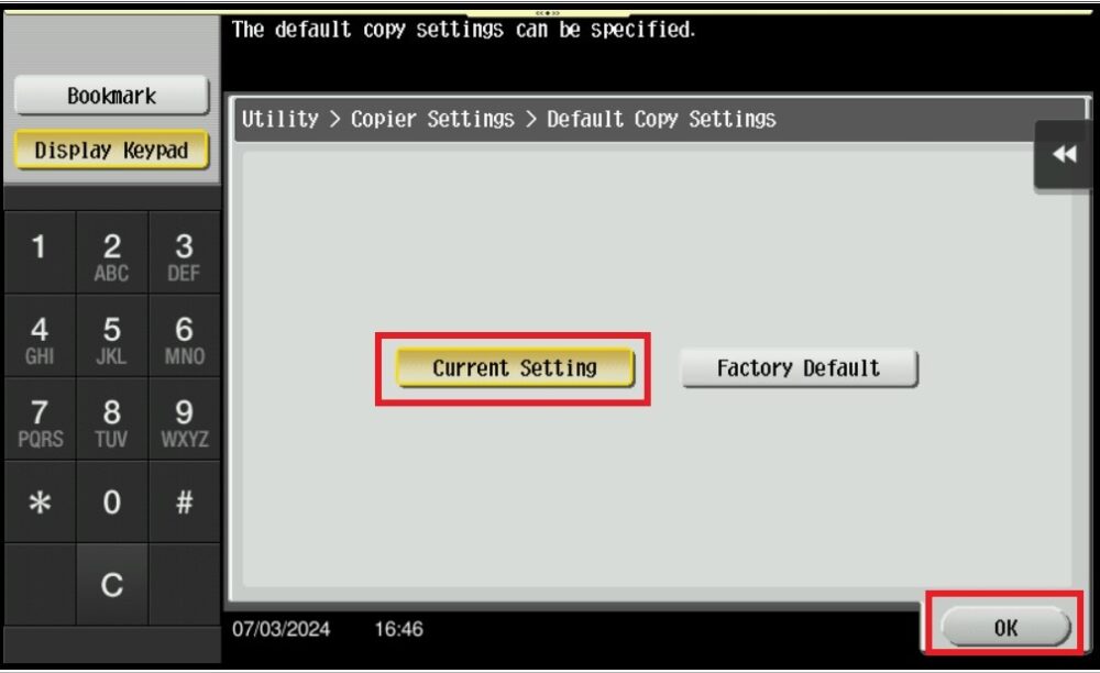 How to set the Default Settings for Copy Option - Konica Minolta+ Assist