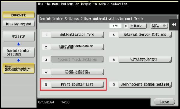 How to print or generate the Counter List Report - Konica Minolta+ Assist